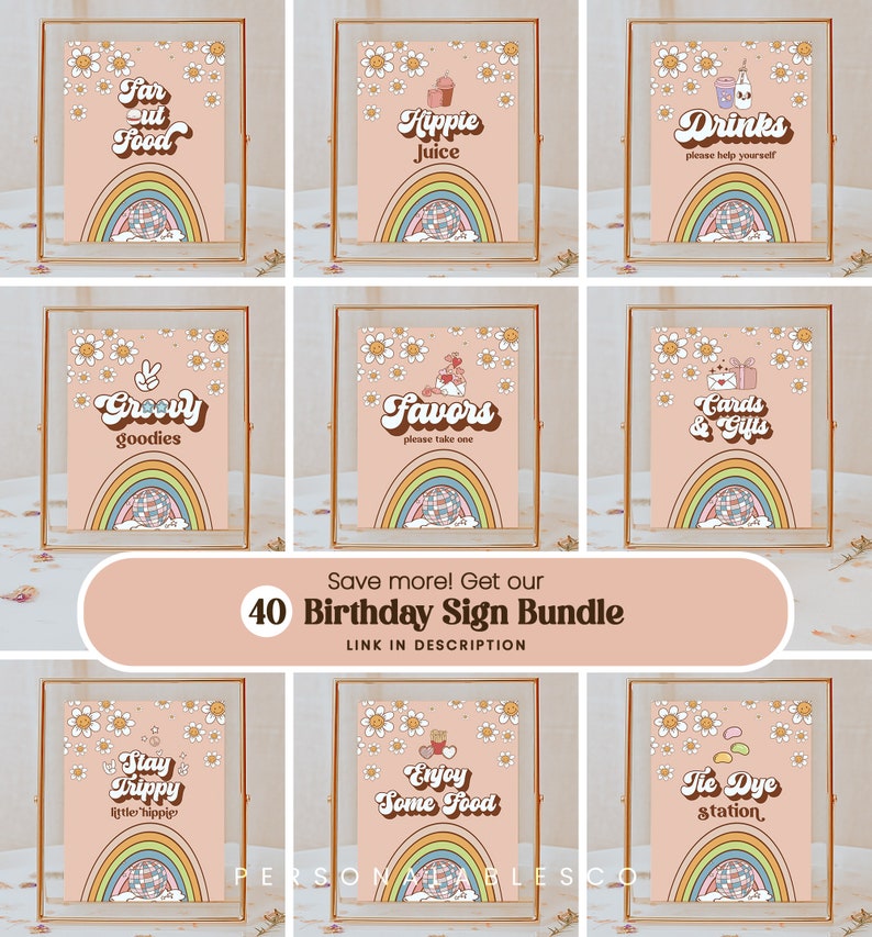 Groovy Goodies Printable Sign Girl Birthday Gift Hippie - Etsy