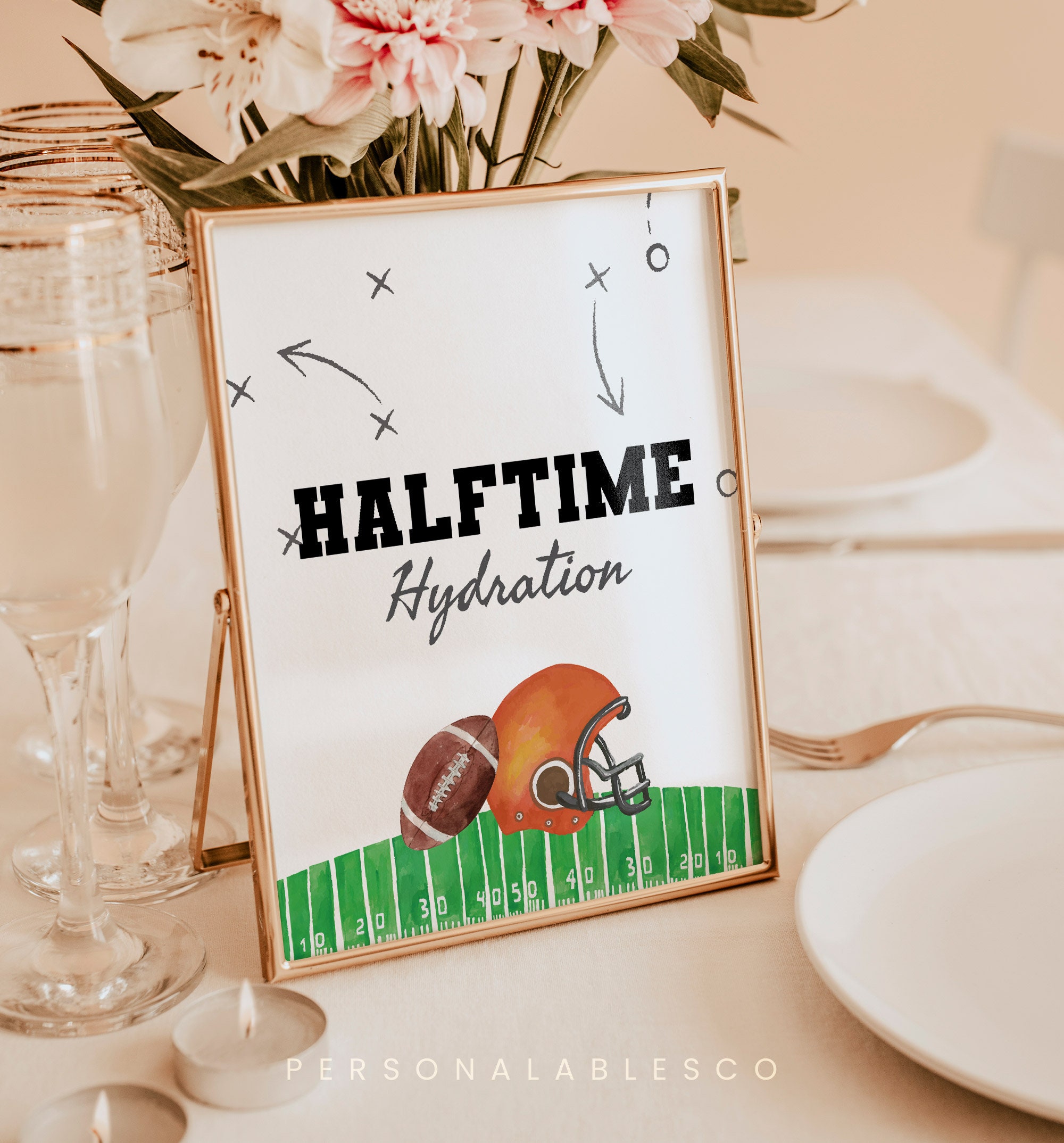 Football Birthday Party Sign Printable Kick off Happy Birthday - Etsy