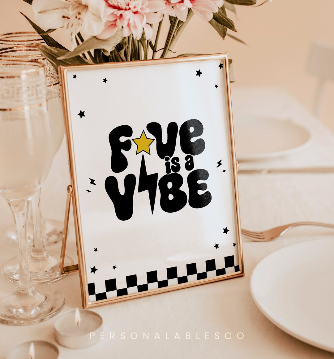 Happy Dude 5th Birthday Sign Five is A Vibe Printable Table Top Décor ...