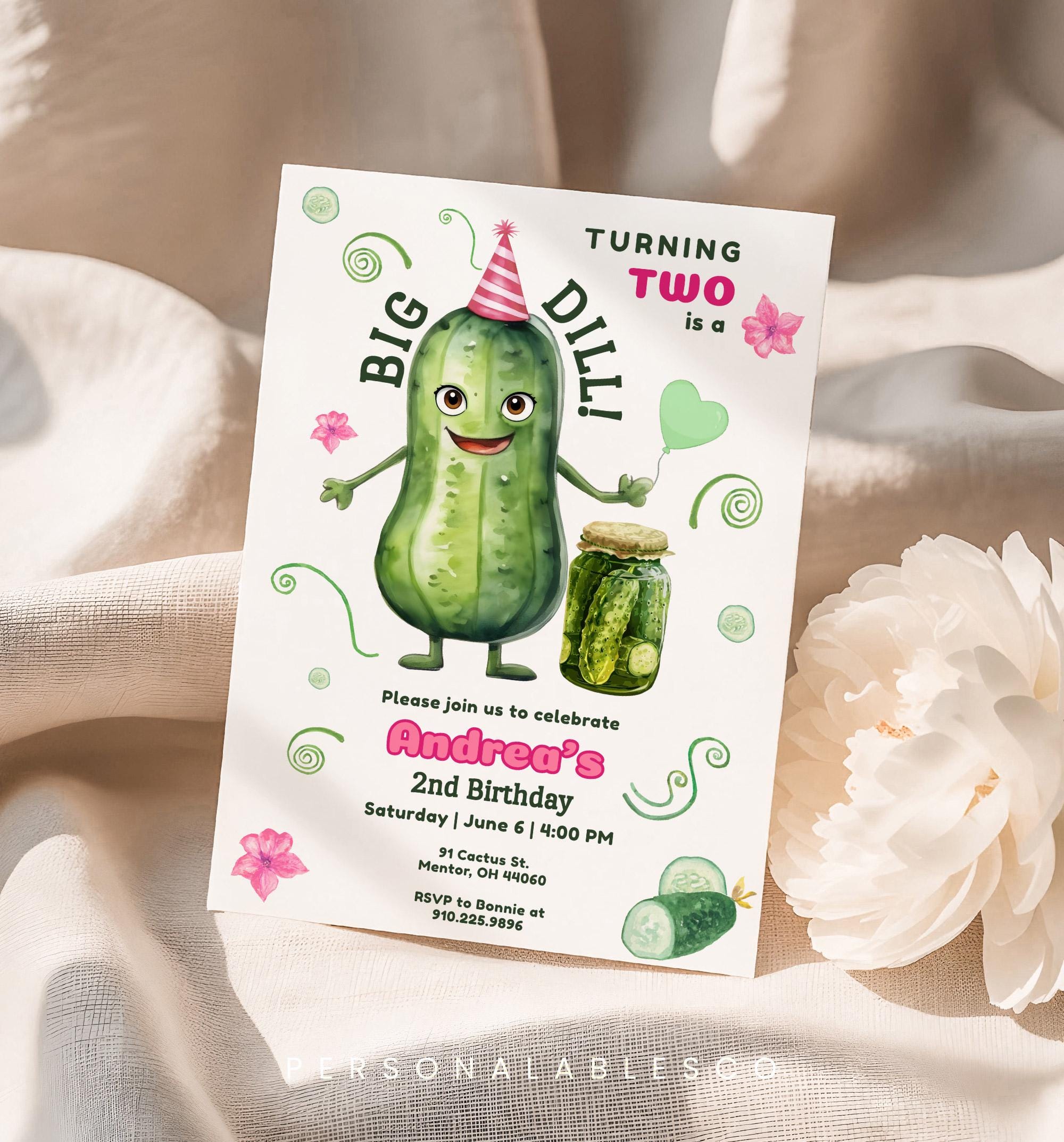 Editable Big Dill Pickle Birthday Invitation Printable Personalables ...