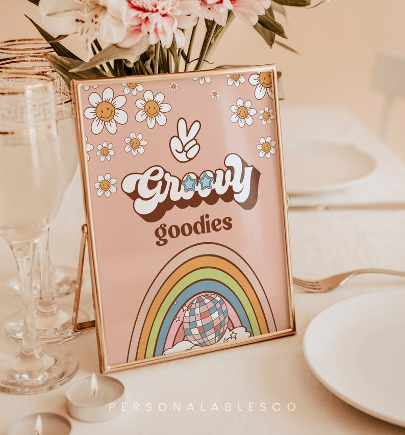 Groovy Goodies Printable Sign Girl Birthday Gift Hippie - Etsy