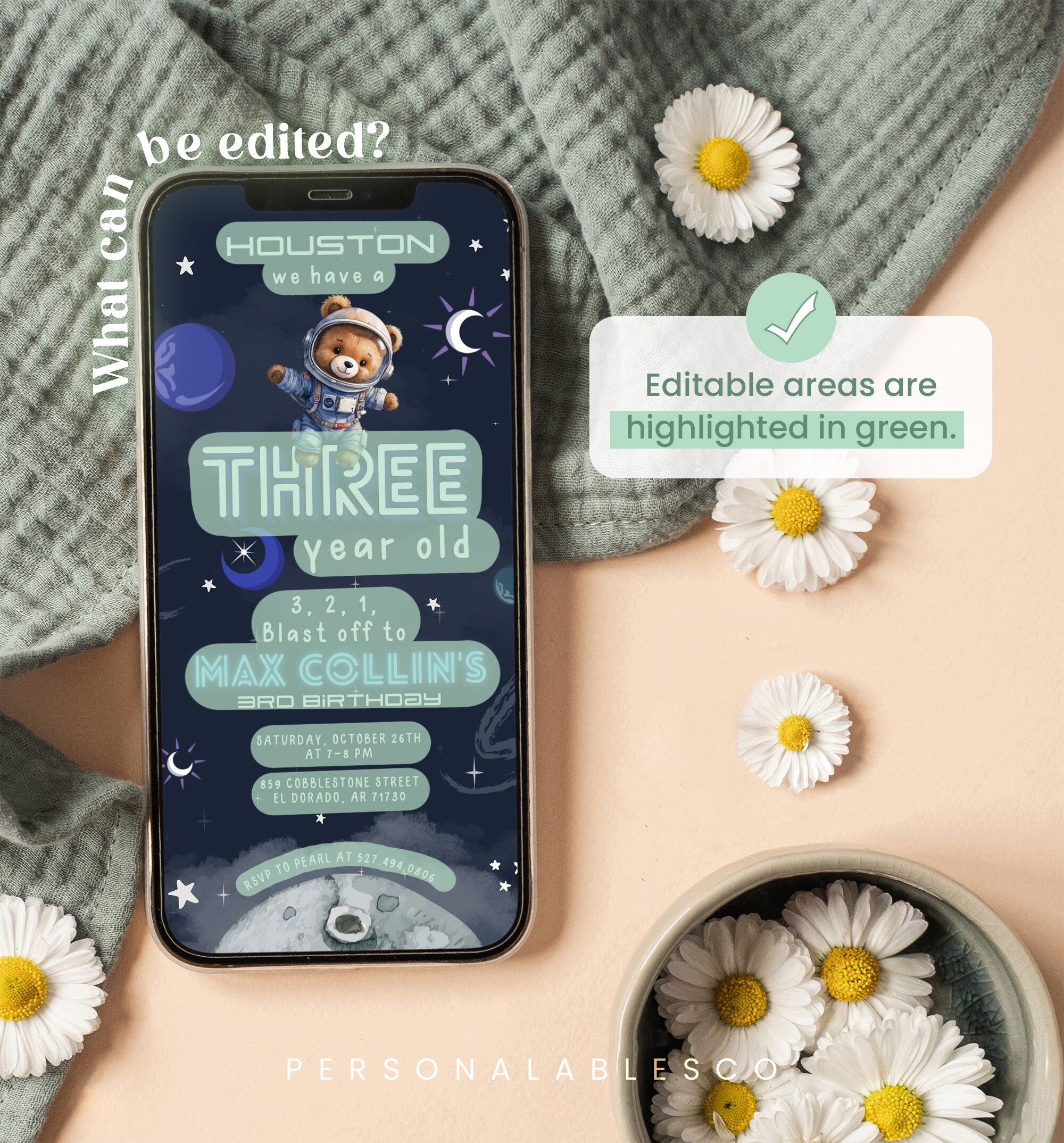 Editable Outer Space Any Age Birthday Video Invitation Boy Astronaut ...