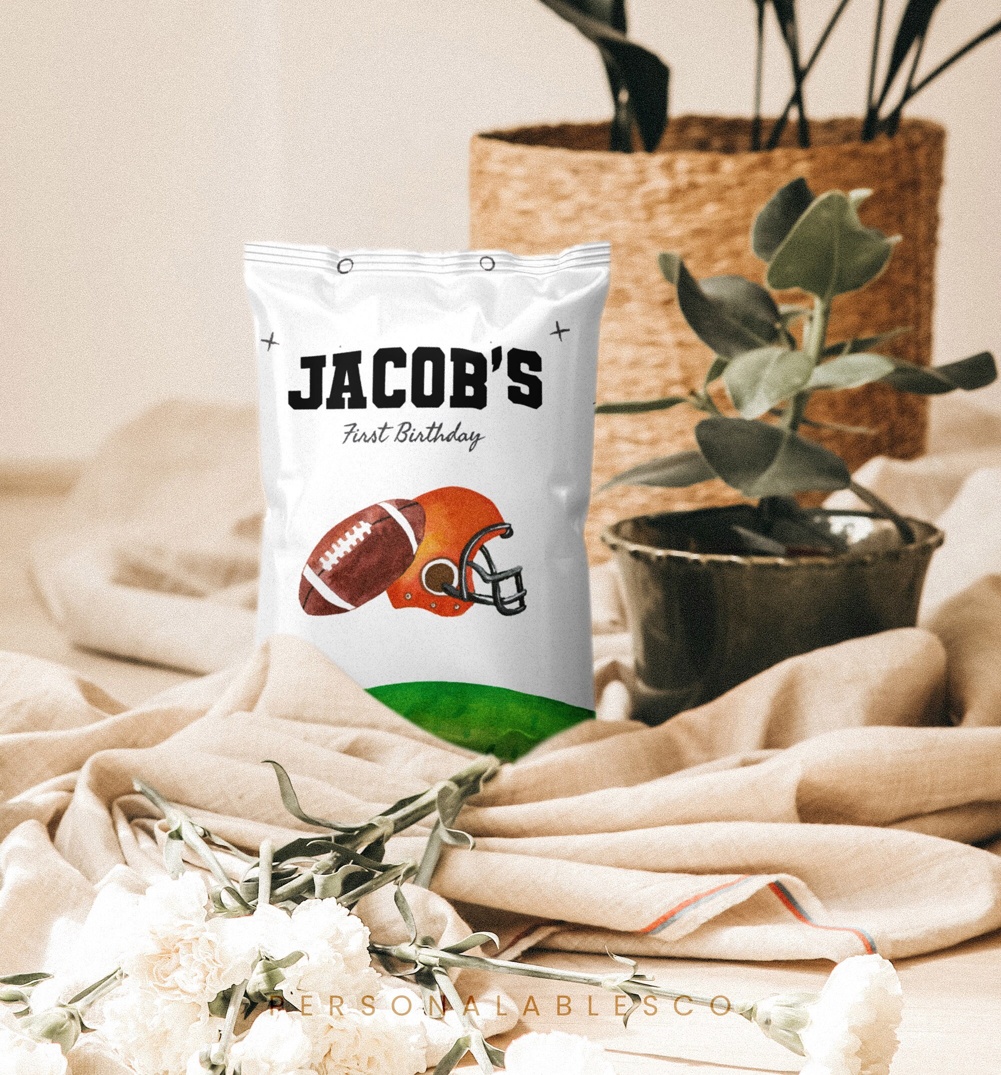 Football Chip Bag Label Birthday Party Printable American Sports Snack ...