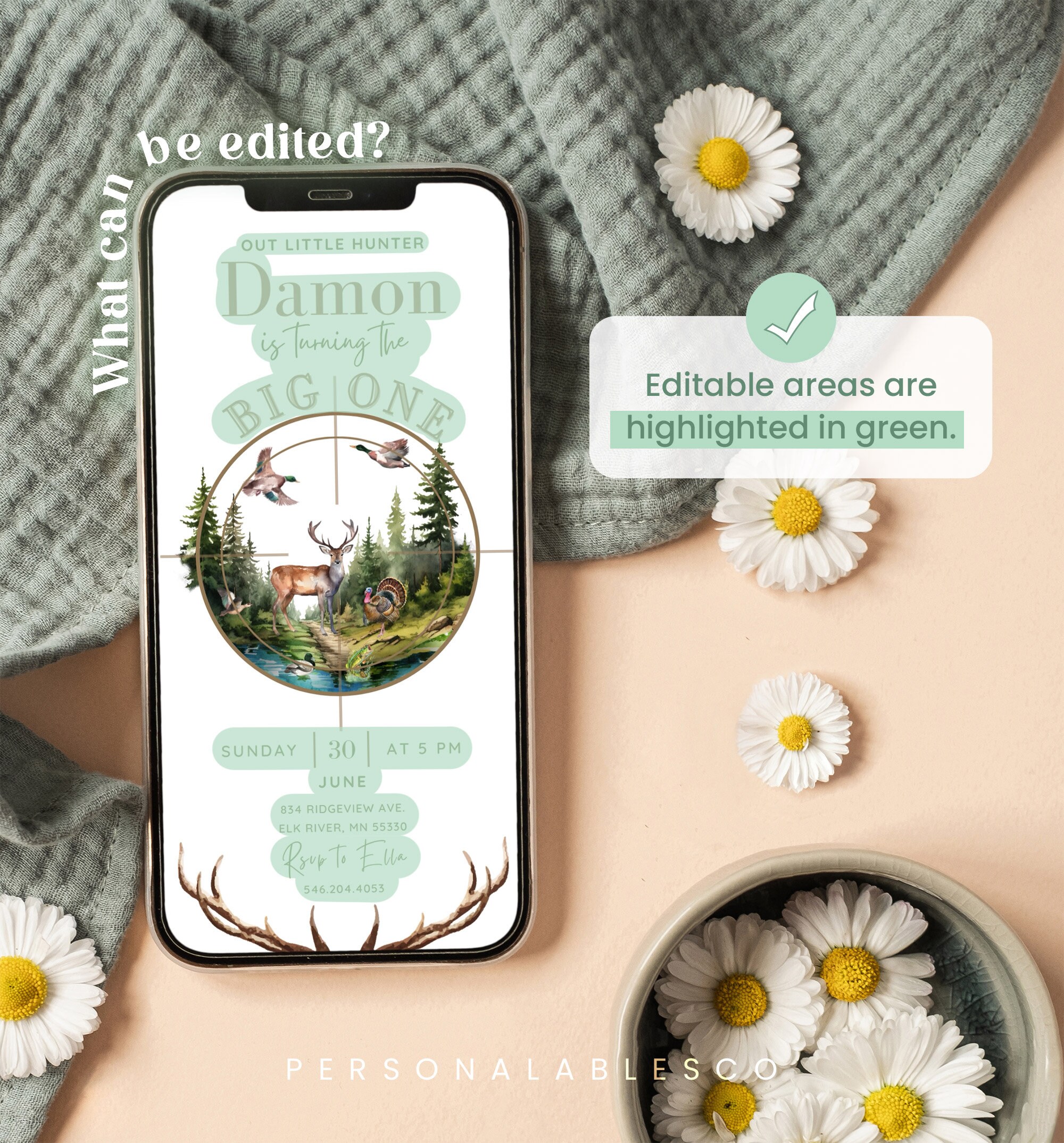 Editable Big One Hunting First Birthday Invitation Template Lucky Duck ...