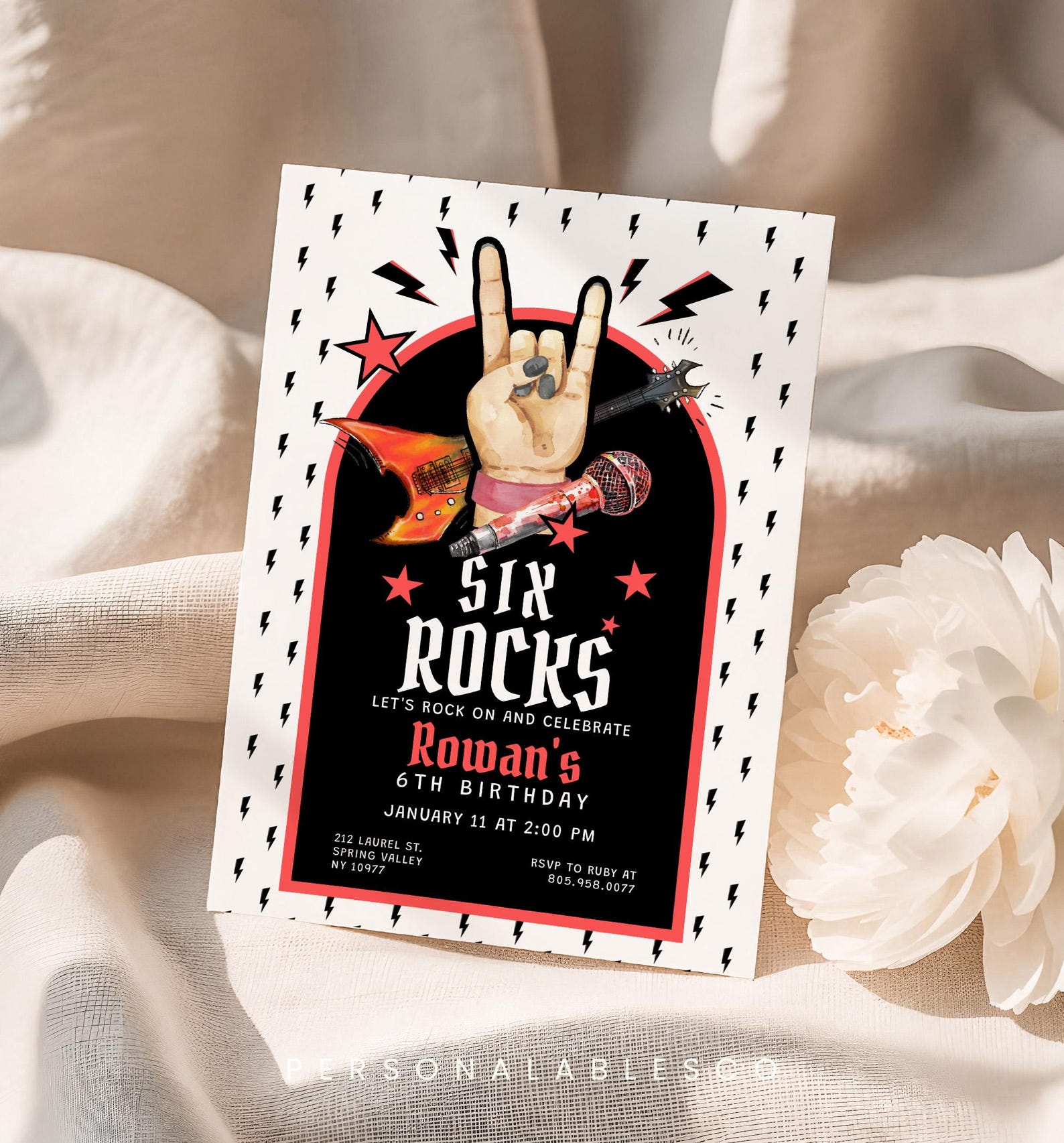 Editable Rock & Roll Birthday Invitation Printable World Tour ...