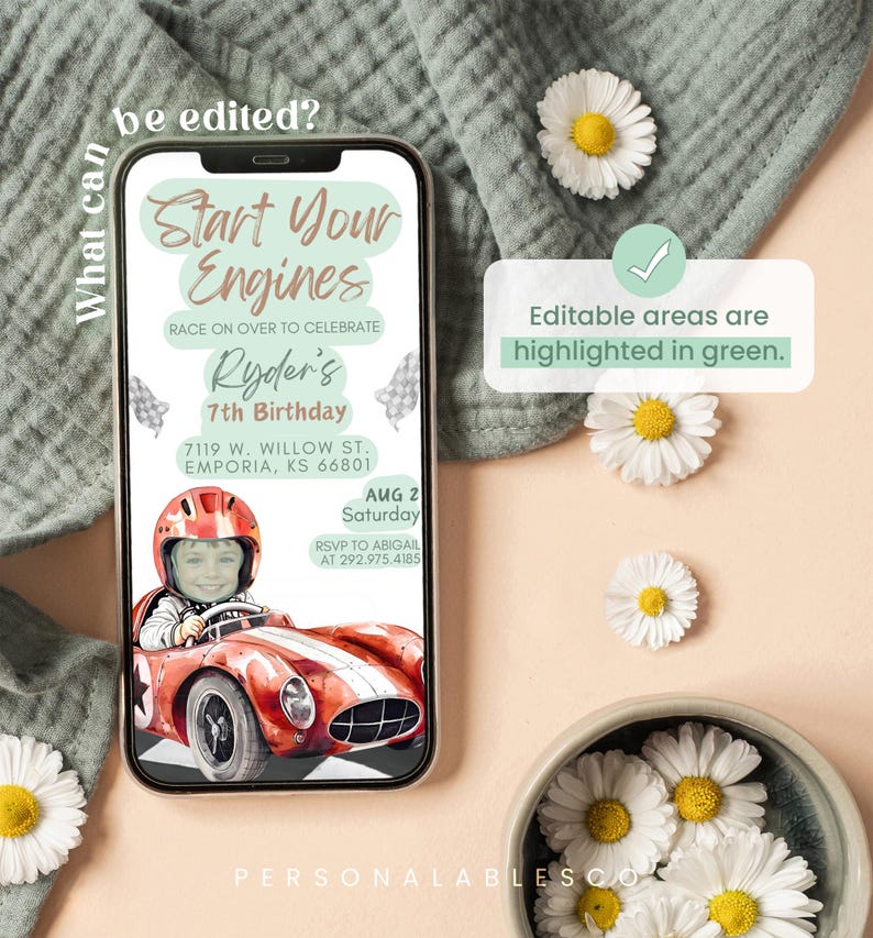 Editable Start Your Engine Any Age Birthday Video Invitation ...