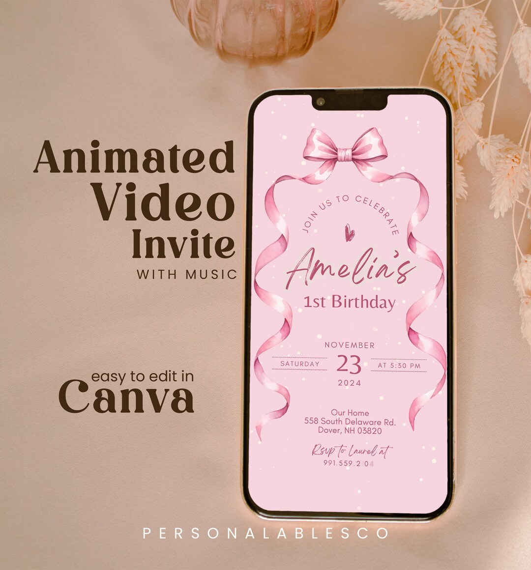 Editable Girls Just Wanna Be One Coquette Pink Bow First Birthday ...