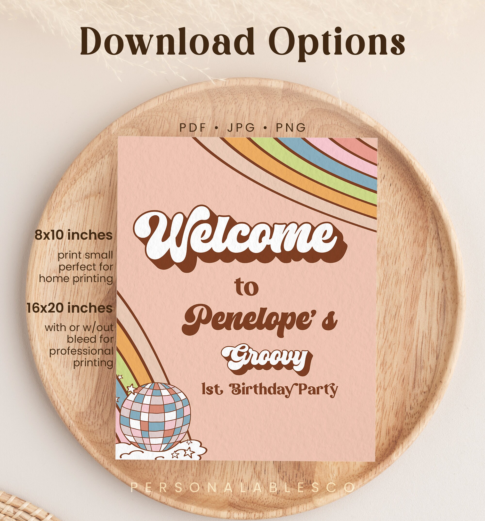 Editable Groovy Welcome Sign Hippie Birthday Party Décor Retro Daisy ...