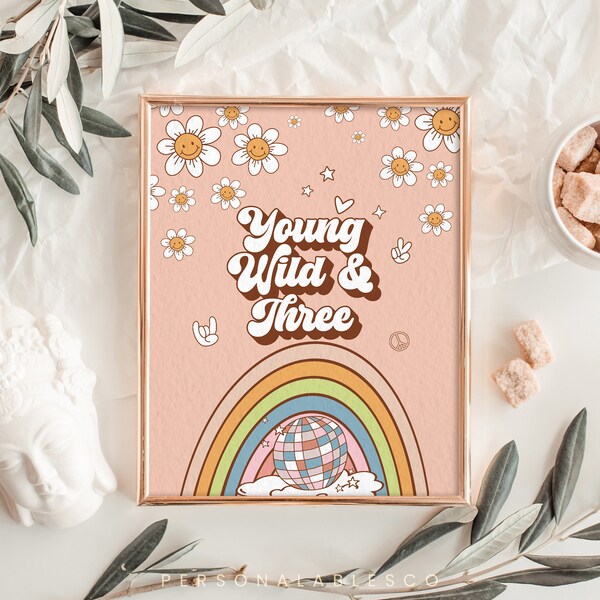 Young Wild and Three Groovy Birthday Decorations - Etsy