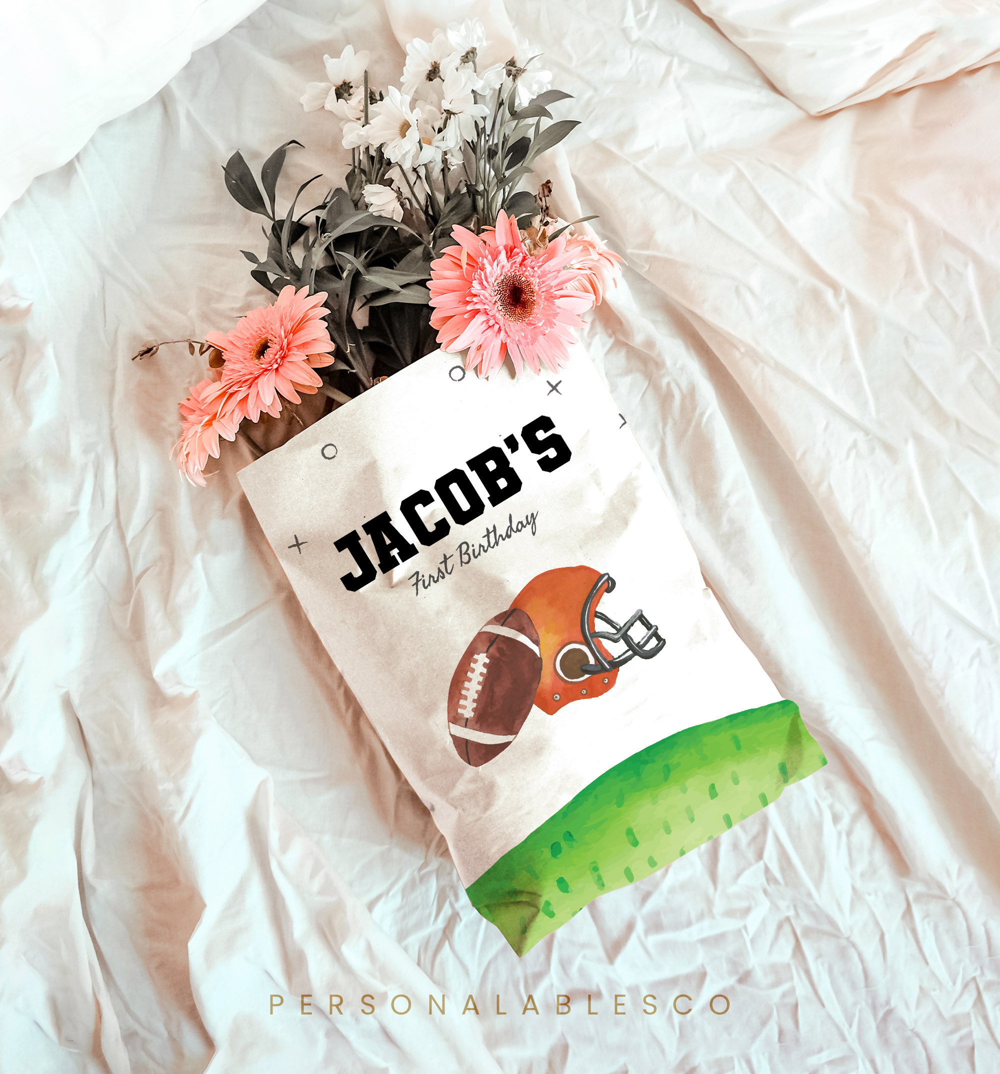 Football Chip Bag Label Birthday Party Printable American Sports Snack ...