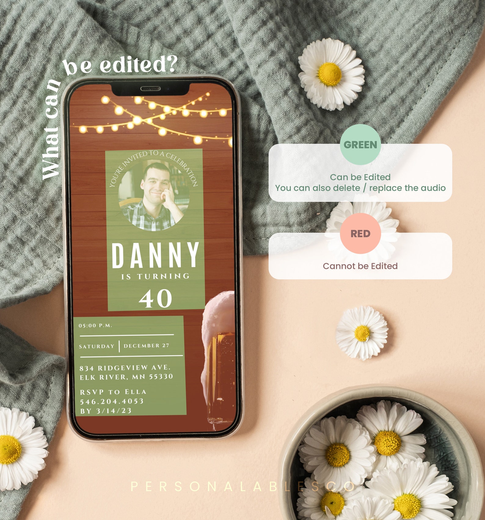 Editable Any Age Adult Party Flyer Beer Male Birthday Invite Text ...