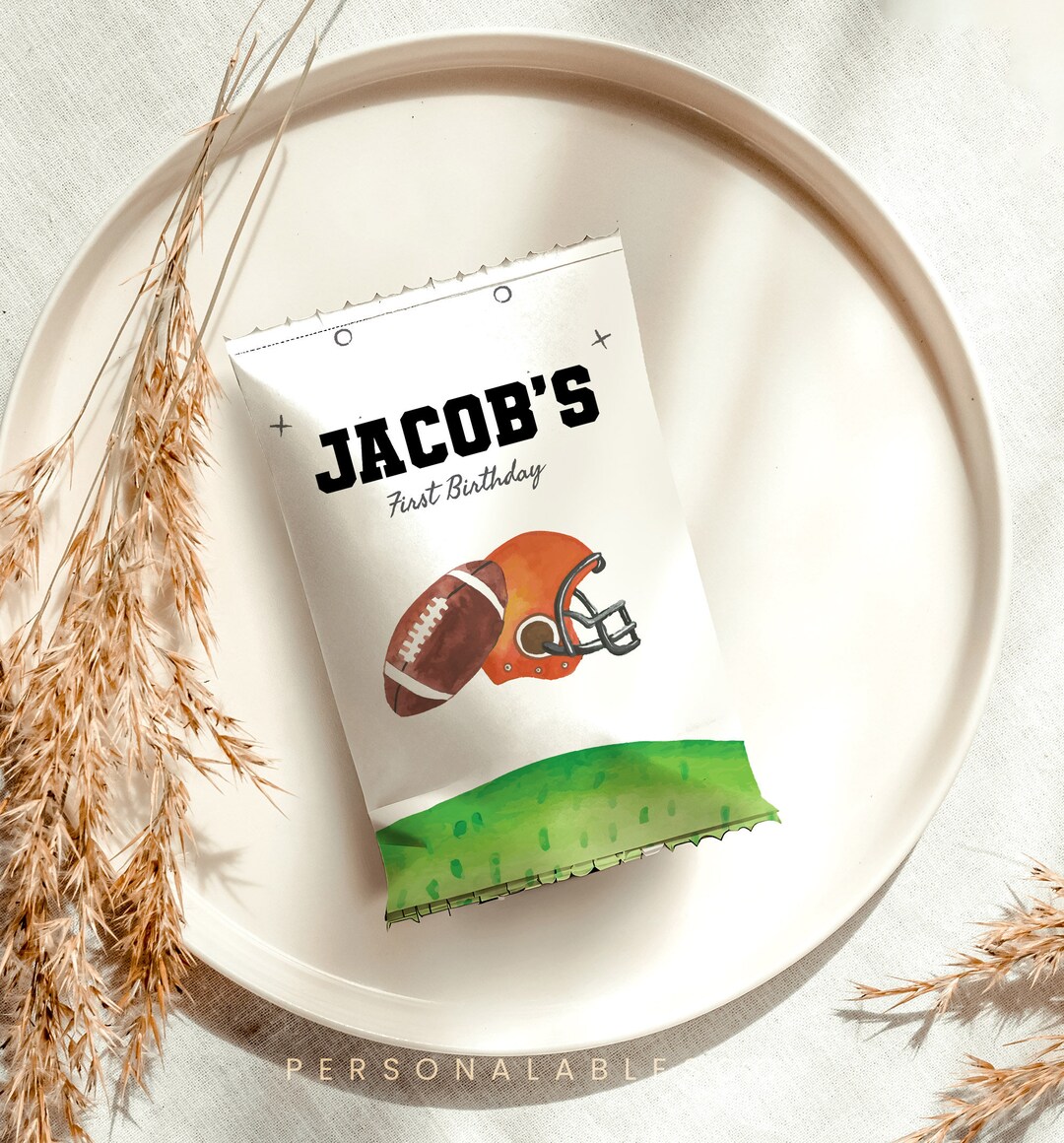 Football Chip Bag Label Birthday Party Printable American Sports Snack ...