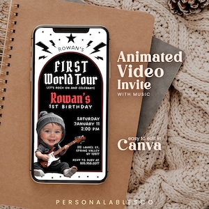 Editable First World Tour Birthday Animated Invitation With Photo 1st ...