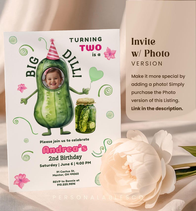 Editable Big Dill Pickle Birthday Invitation Printable Personalables ...