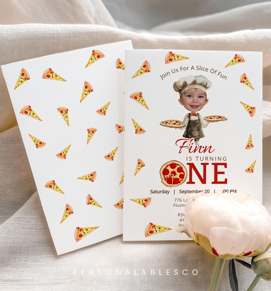 Editable Slice of Fun 1st Birthday Invitation Printable With Photo ...