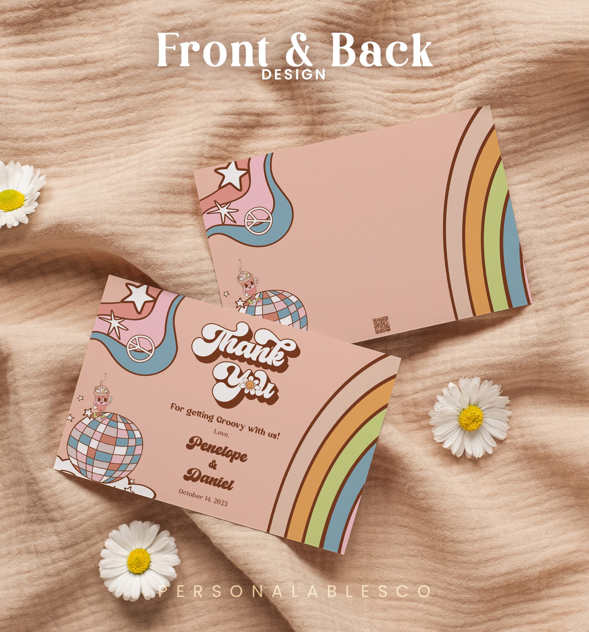 Editable Groovy Joint Birthday Thank You Card Dual Kids - Etsy