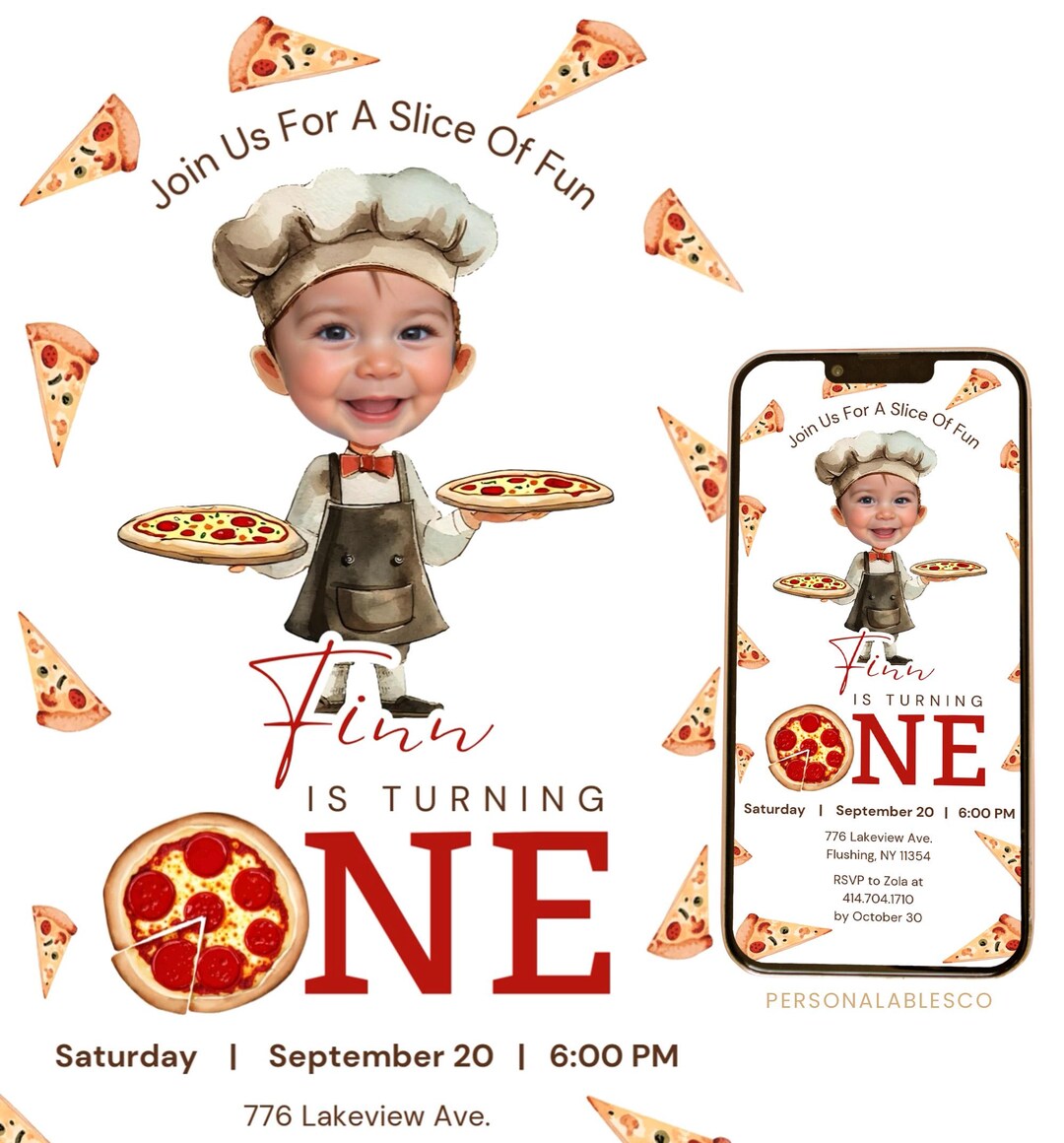 Editable Slice of Fun 1st Birthday Invitation Video With Photo ...