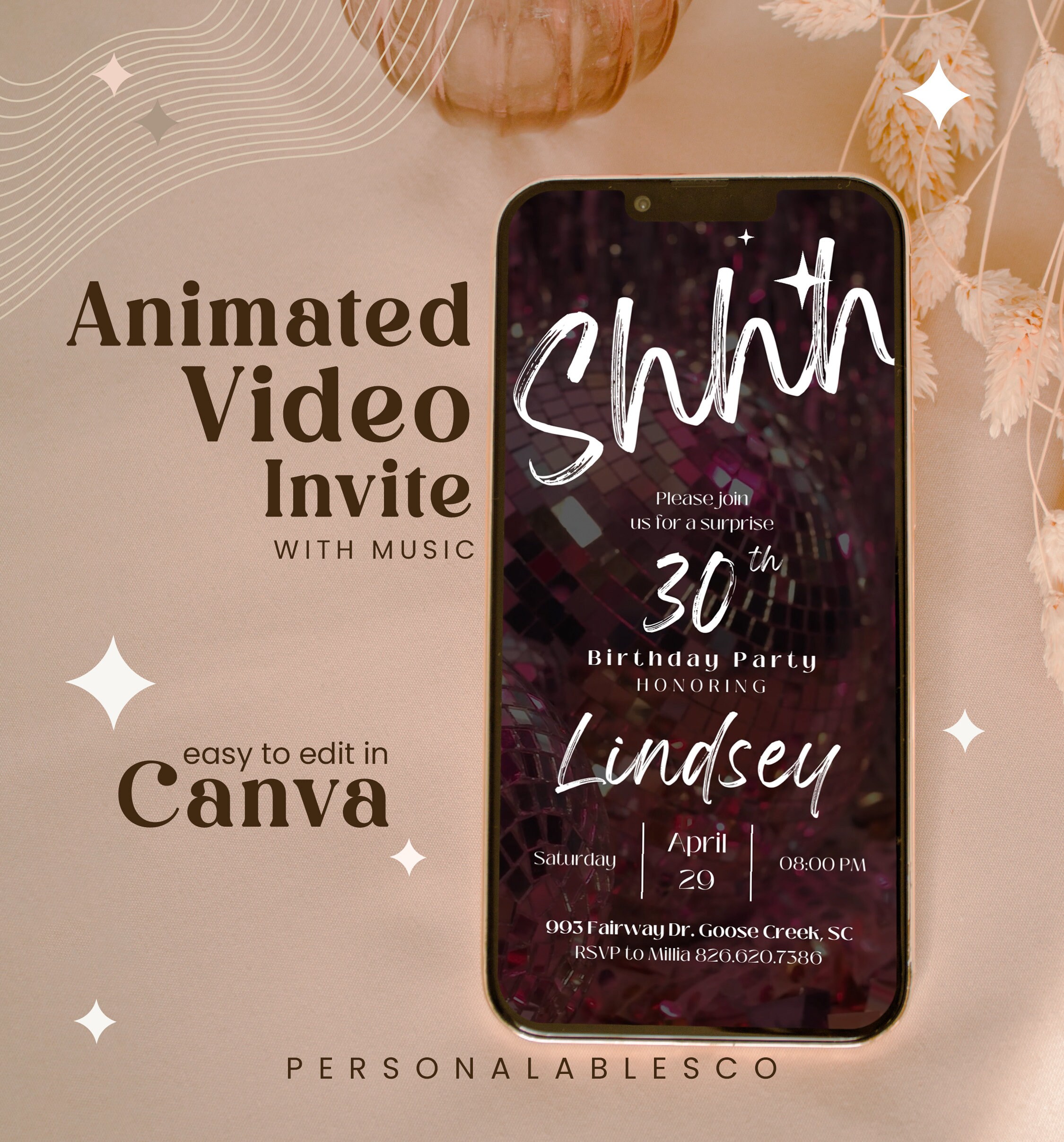 Editable Birthday Invitation Template Download Adult Digital Bday Party ...