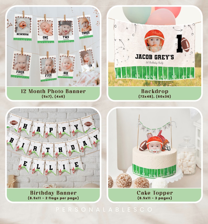 First Year Down Birthday Bundle 1st Football Party Décor Package One ...