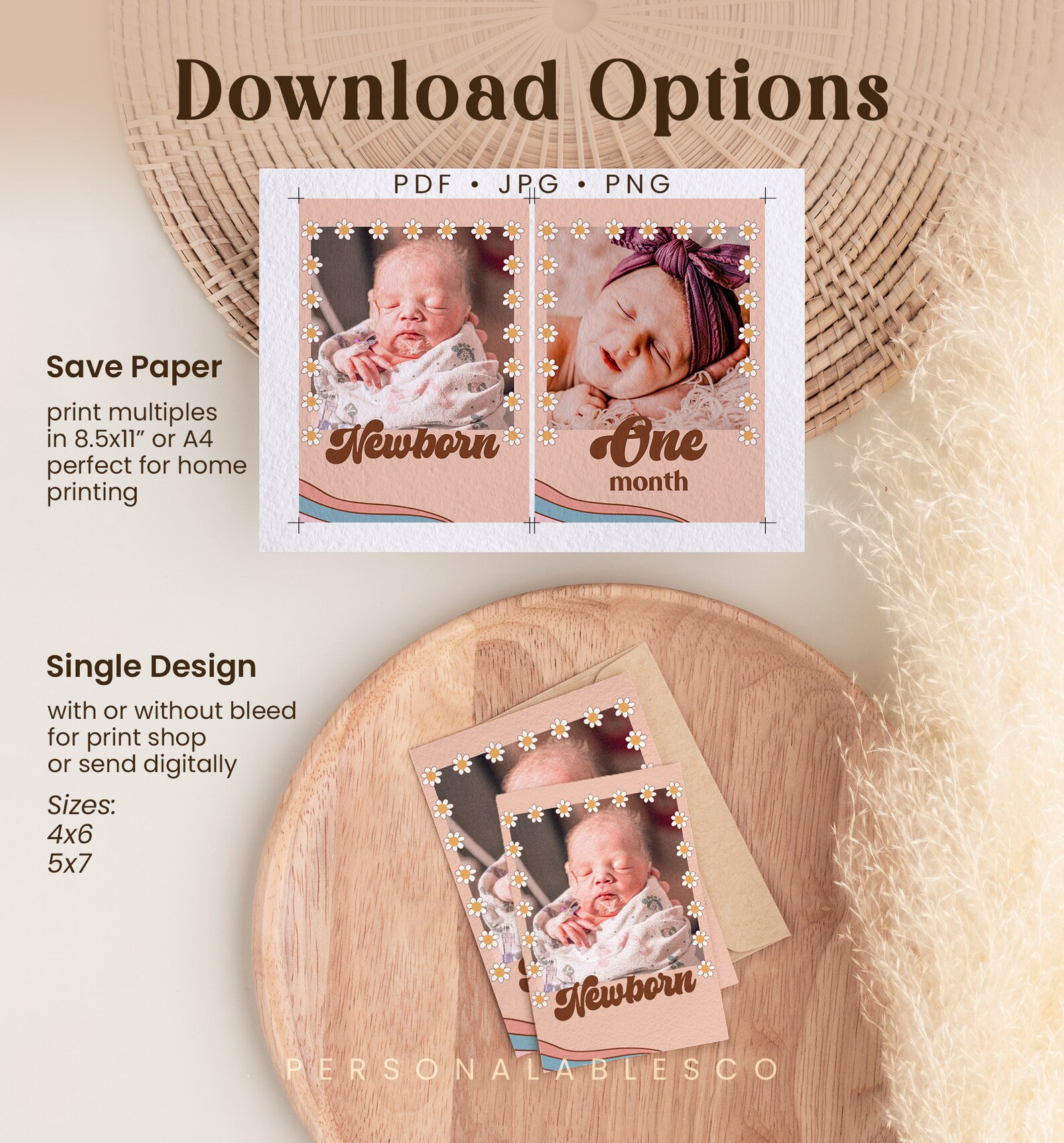 Editable Groovy Monthly Photo Banner Baby Retro Milestone Banner Hippie ...