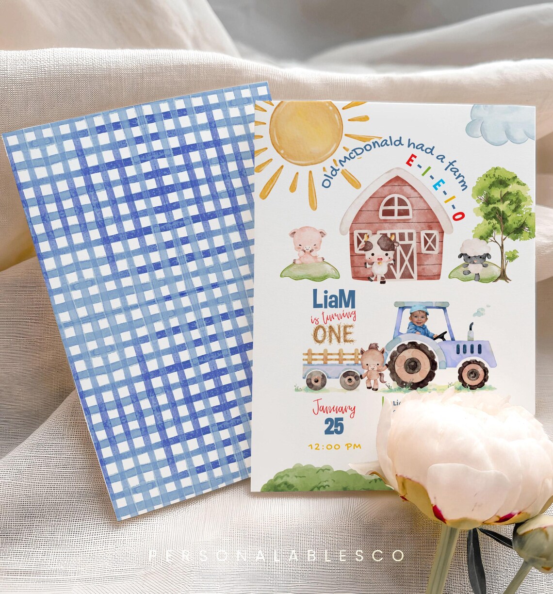 Editable Barnyard Fun 1st Birthday Printable Invitation With Photo ...