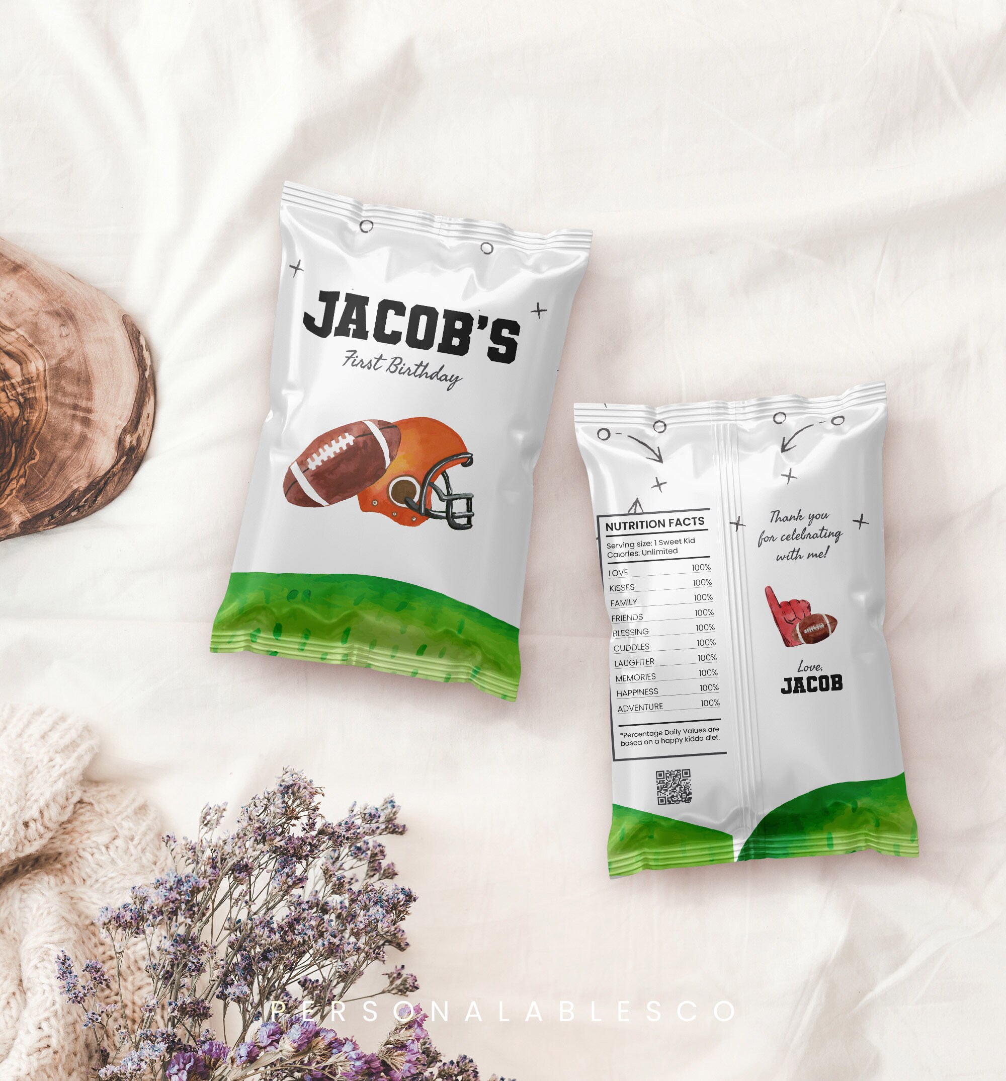 Football Chip Bag Label Birthday Party Printable American Sports Snack ...