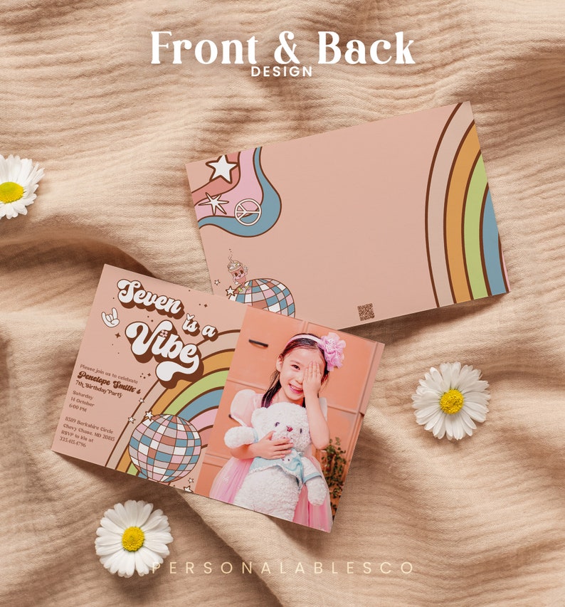 Editable Seven is A Vibe Groovy 7th DIY Birthday Photo - Etsy