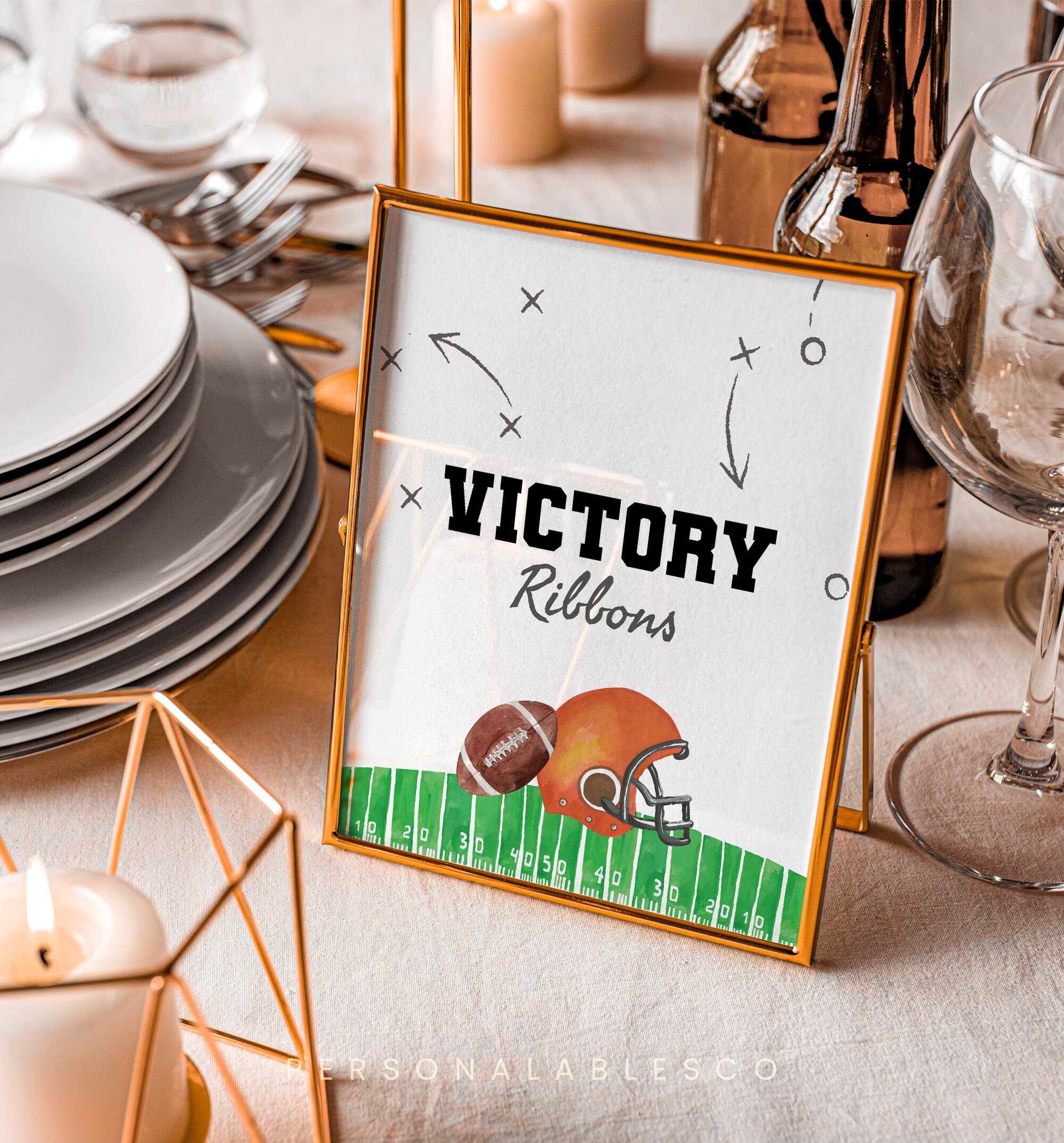 Football Birthday Party Sign Printable 1st Year Down Birthday Football ...
