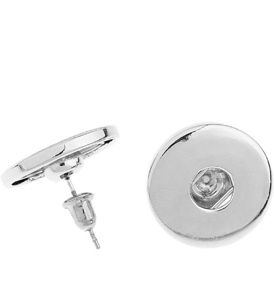 Silver Stud Earring Base W/butterfly Closure for 20mm Snap Button ...