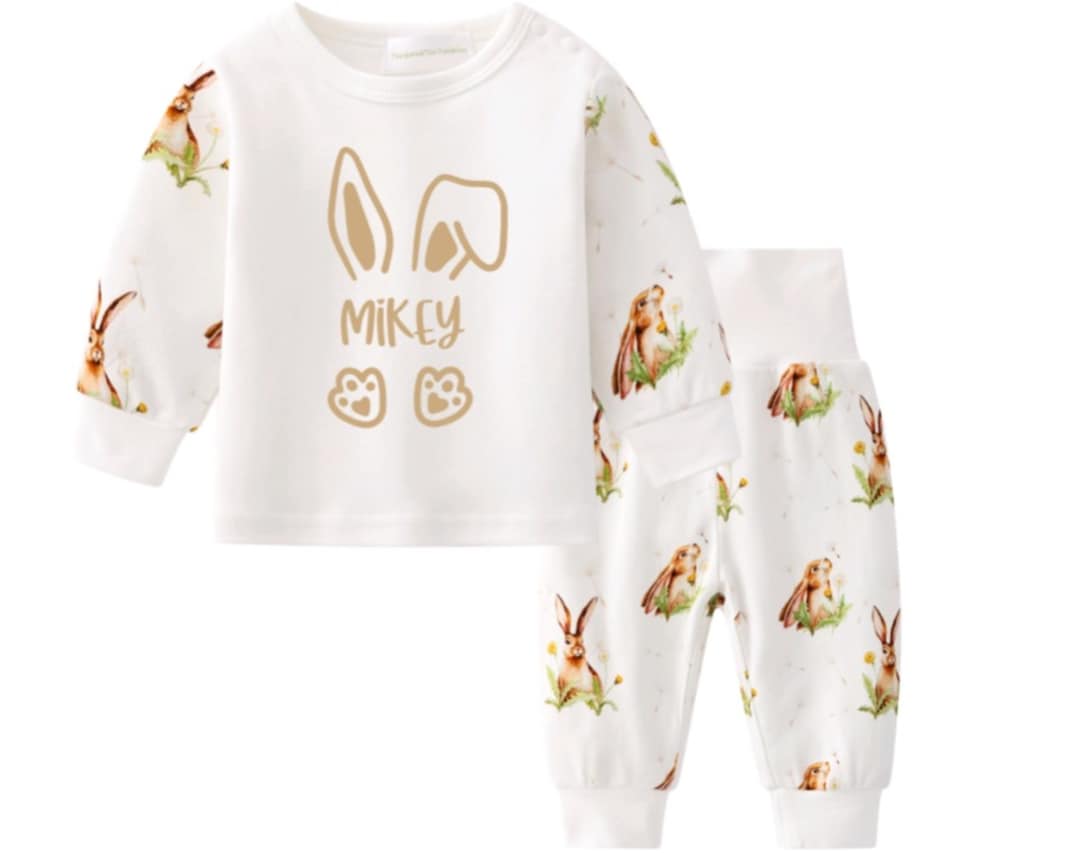 Personalised Easter Lounge Set, Pyjamas Babies Toddlers Children, Bunny ...