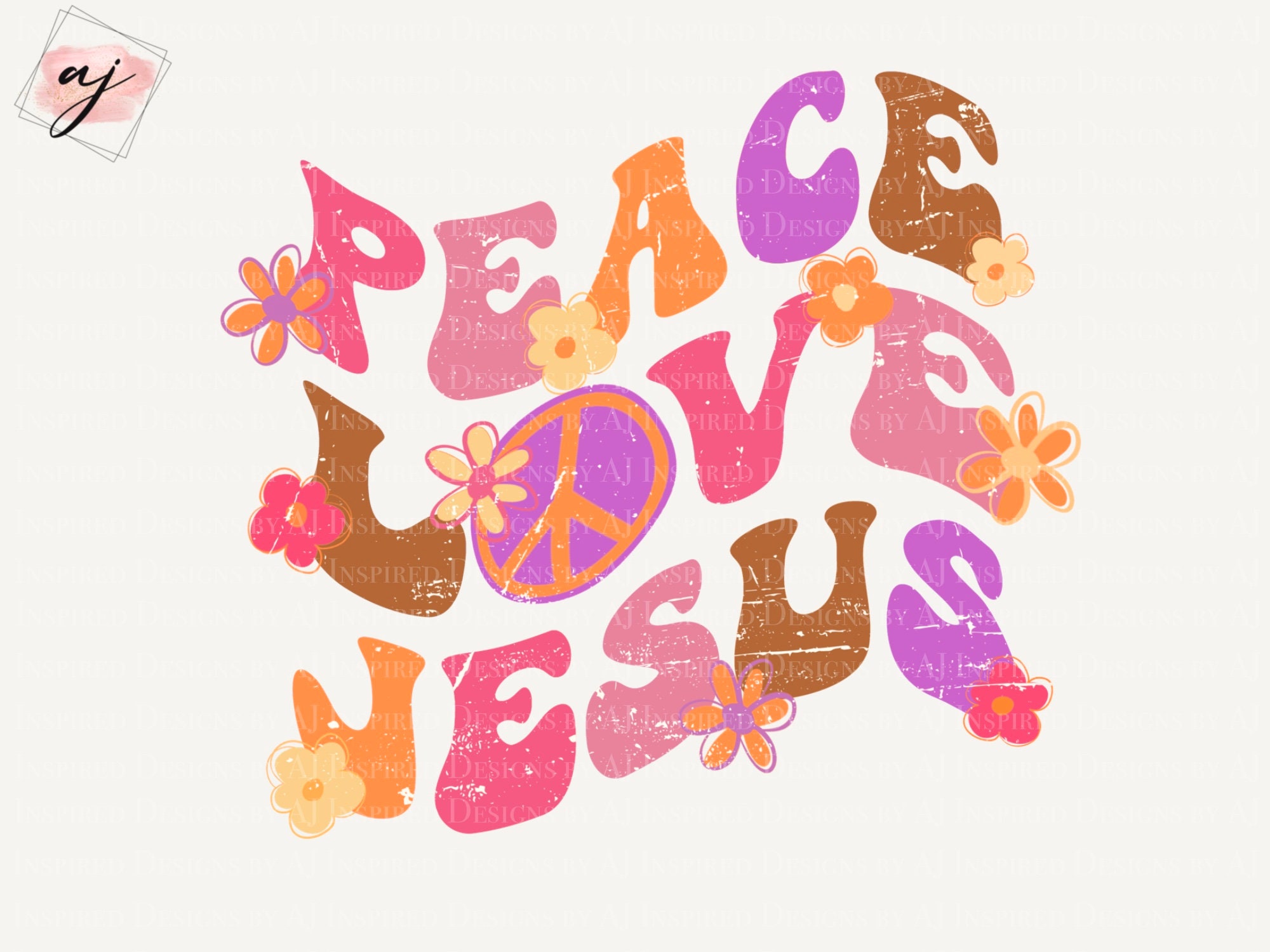 Peace Love Jesus, Retro Wave Hippie Flowers Jesus PNG Sublimation PNG ...