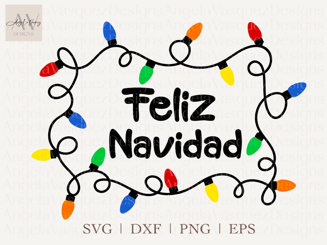 Feliz Navidad Tangled Christmas Lights SVG, Stringed Christmas Lights ...