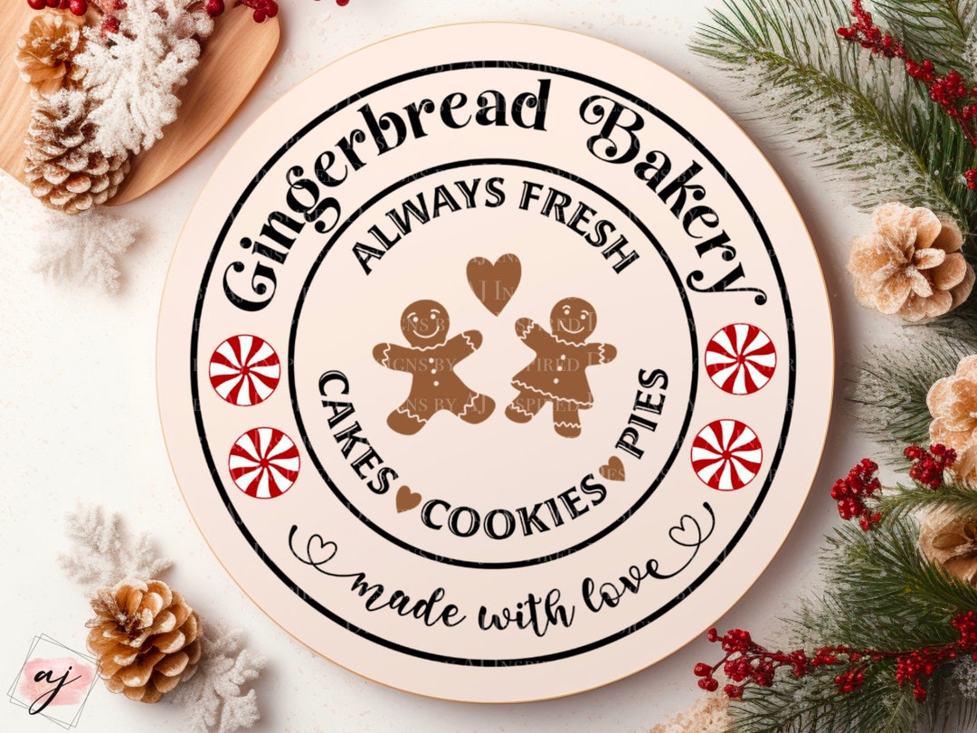 Gingerbread Bakery SVG, Christmas Kitchen Sign SVG, Cute Christmas Sign ...