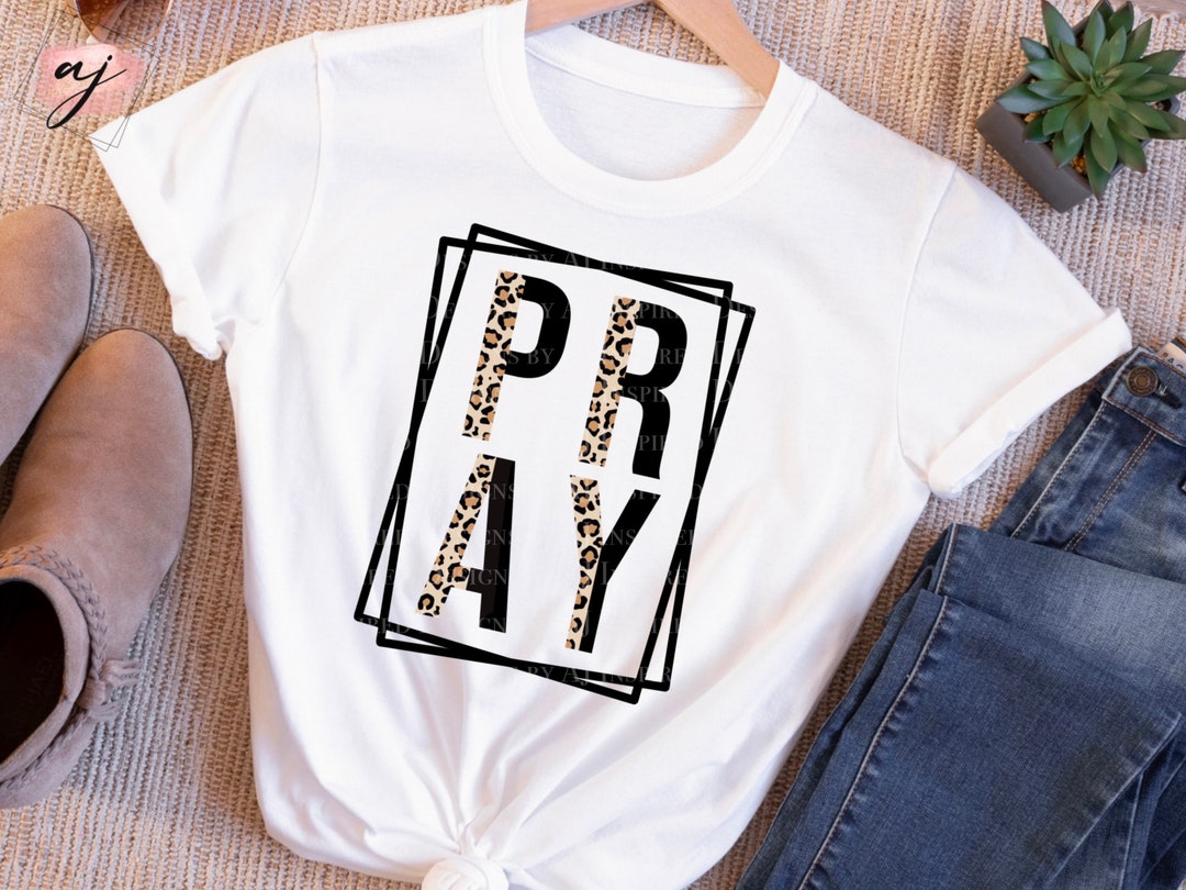 Pray Geometric Half Leopard Print Sublimation PNG, Christian Shirt ...