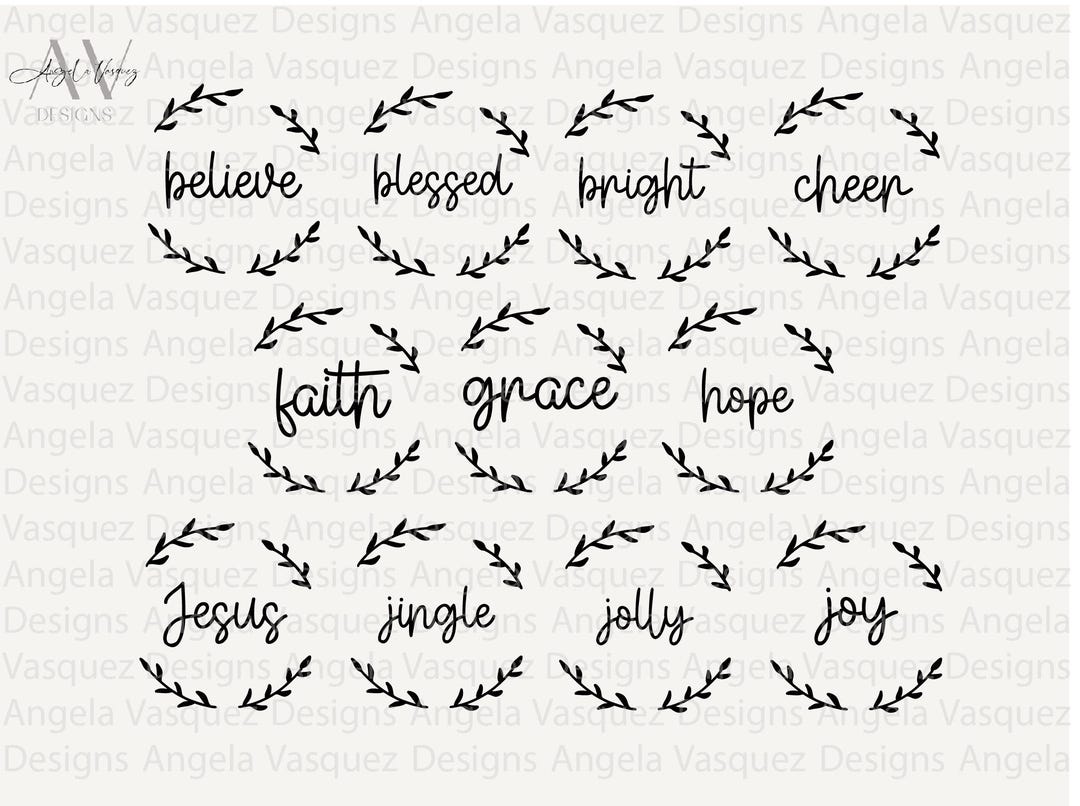 18 Cursive Christmas Words Wreaths SVG, Rustic Christmas Words ...