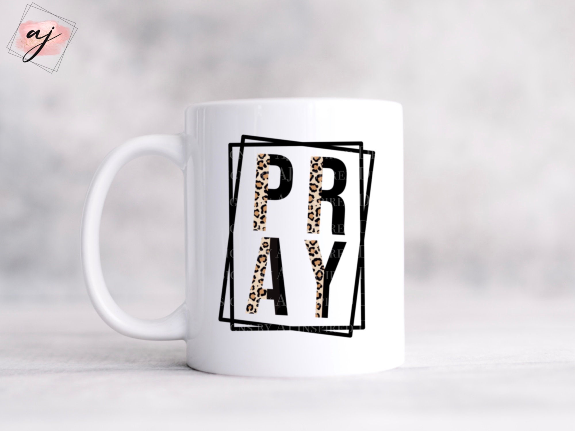 Pray Geometric Half Leopard Print Sublimation PNG Christian - Etsy