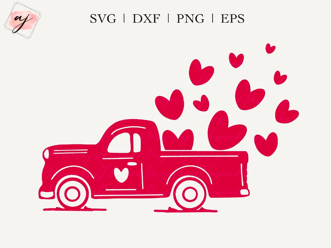 Valentine Truck SVG Truck Hearts SVG Red Truck SVG - Etsy