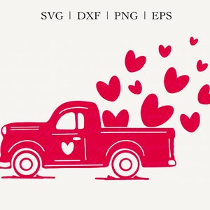 Valentine Truck SVG, Truck Hearts SVG, Red Truck SVG, Valentines Red ...