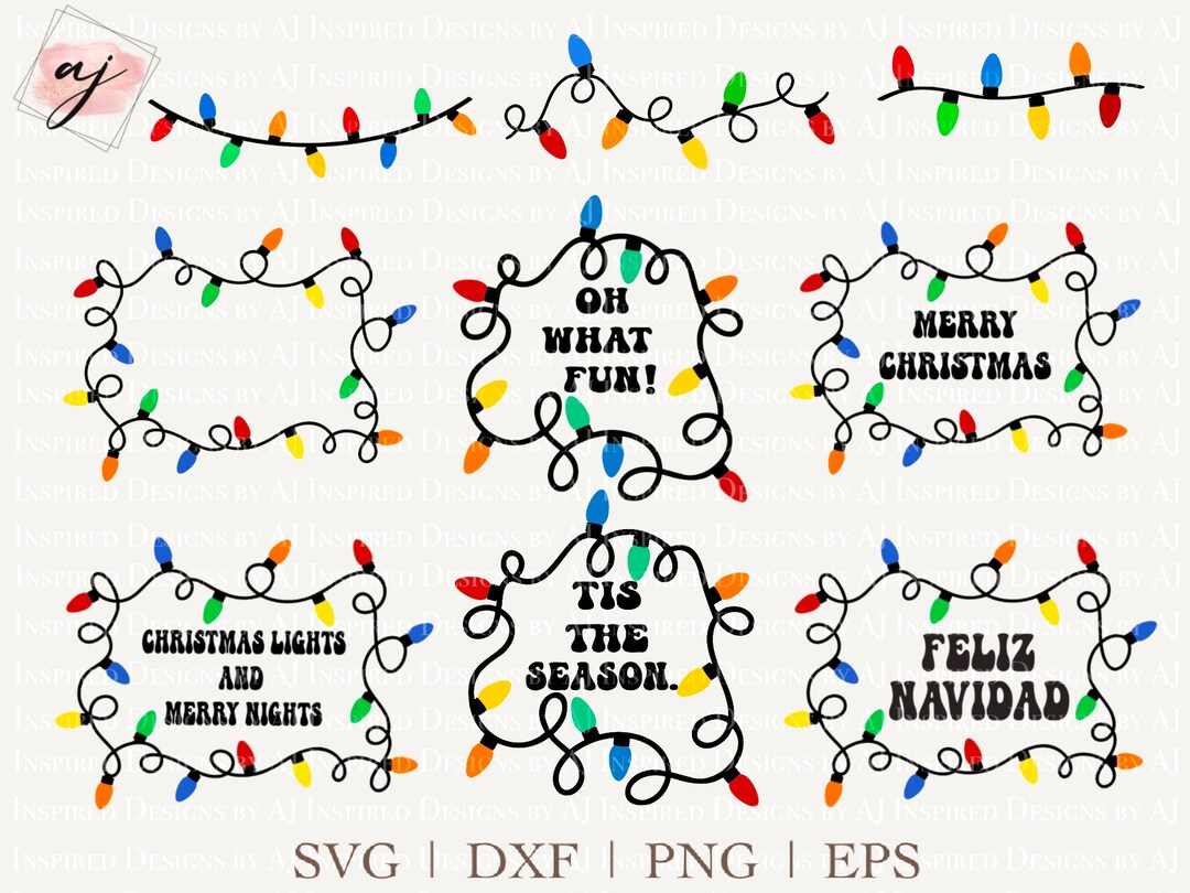 Retro Tangled Christmas Lights SVG Bundle, Stringed Christmas Lights ...