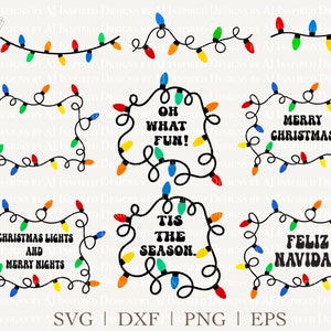 Retro Tangled Christmas Lights SVG Bundle, Stringed Christmas Lights ...