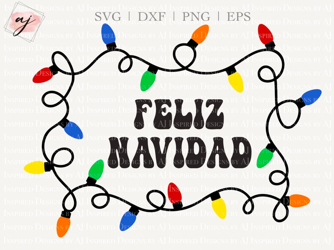 Feliz Navidad Retro Tangled Christmas Lights SVG, Stringed Christmas ...