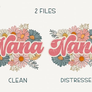 Retro Floral Nana, Retro Hippie Flowers, Nana PNG Sublimation PNG, Vintage Nana, Nana ...