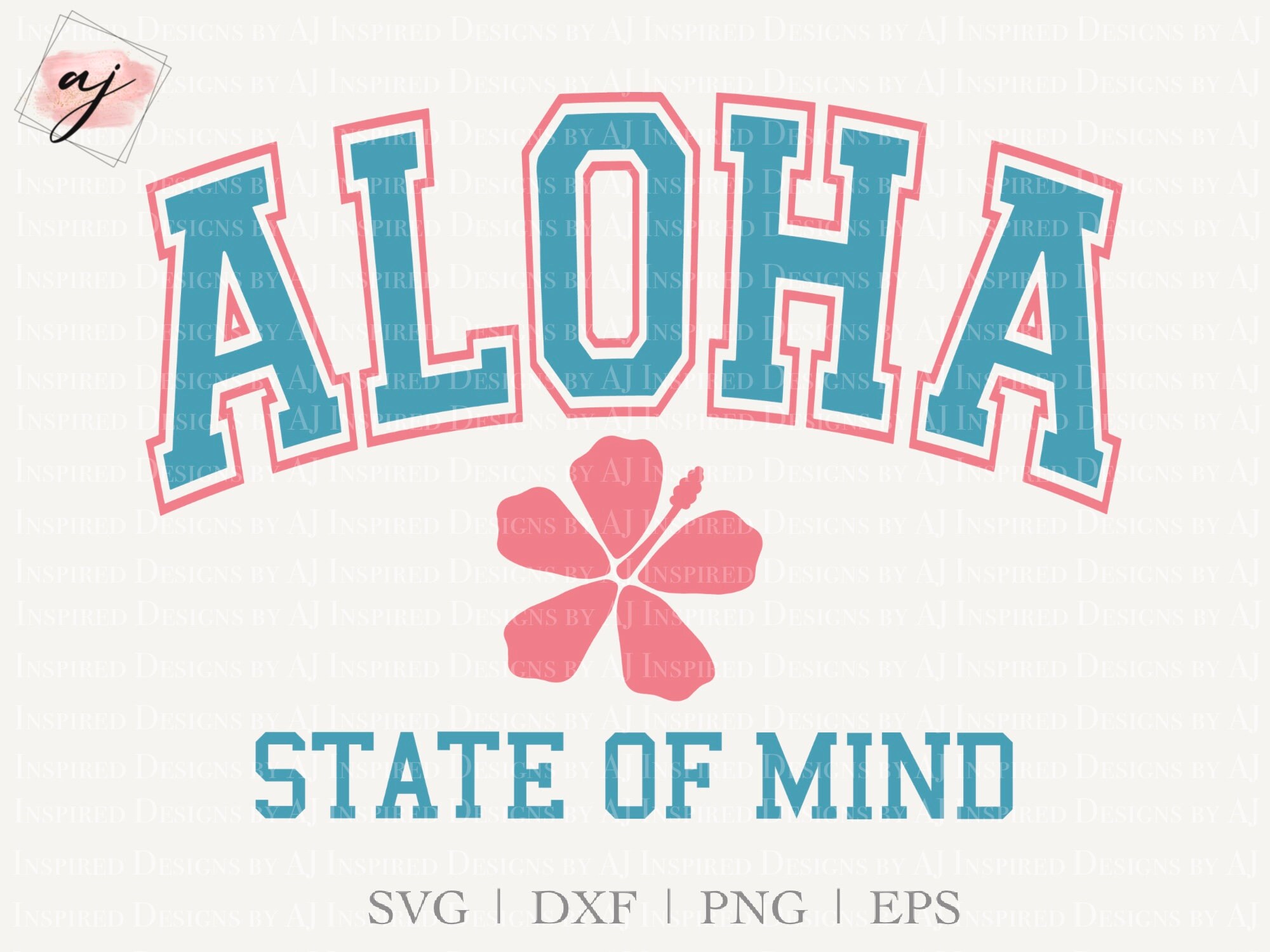 Aloha State of Mind Varsity Font, Hibiscus Flower SVG Cut File and PNG ...