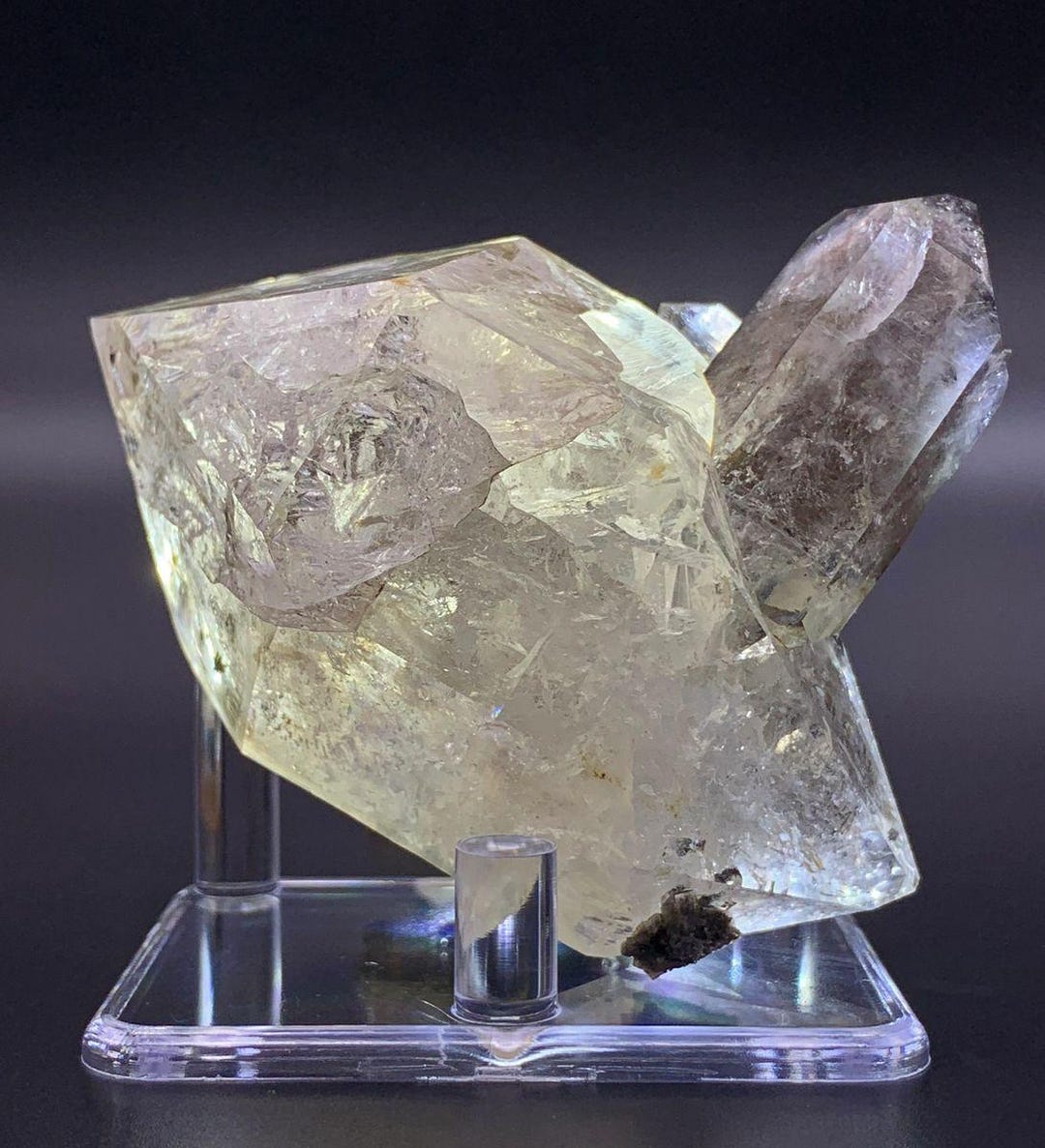 Herkimer Diamond Quartz Cluster With Hydrocarbon on Quartz/dolomite ...