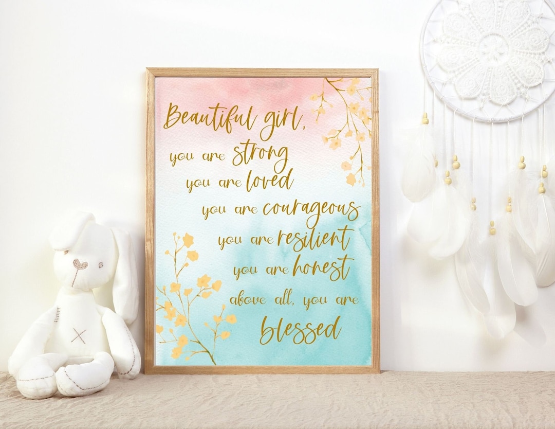 Beautiful Blessed Girl Digital Print, Words for Girls, Blessed Girl ...