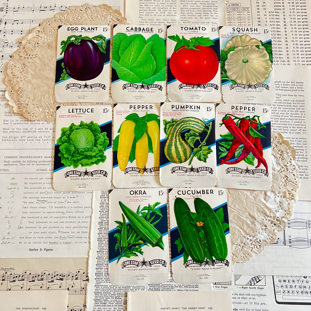 Vintage Vegetable Seed Packets: 1970s Gardening Ephemera Set - Etsy