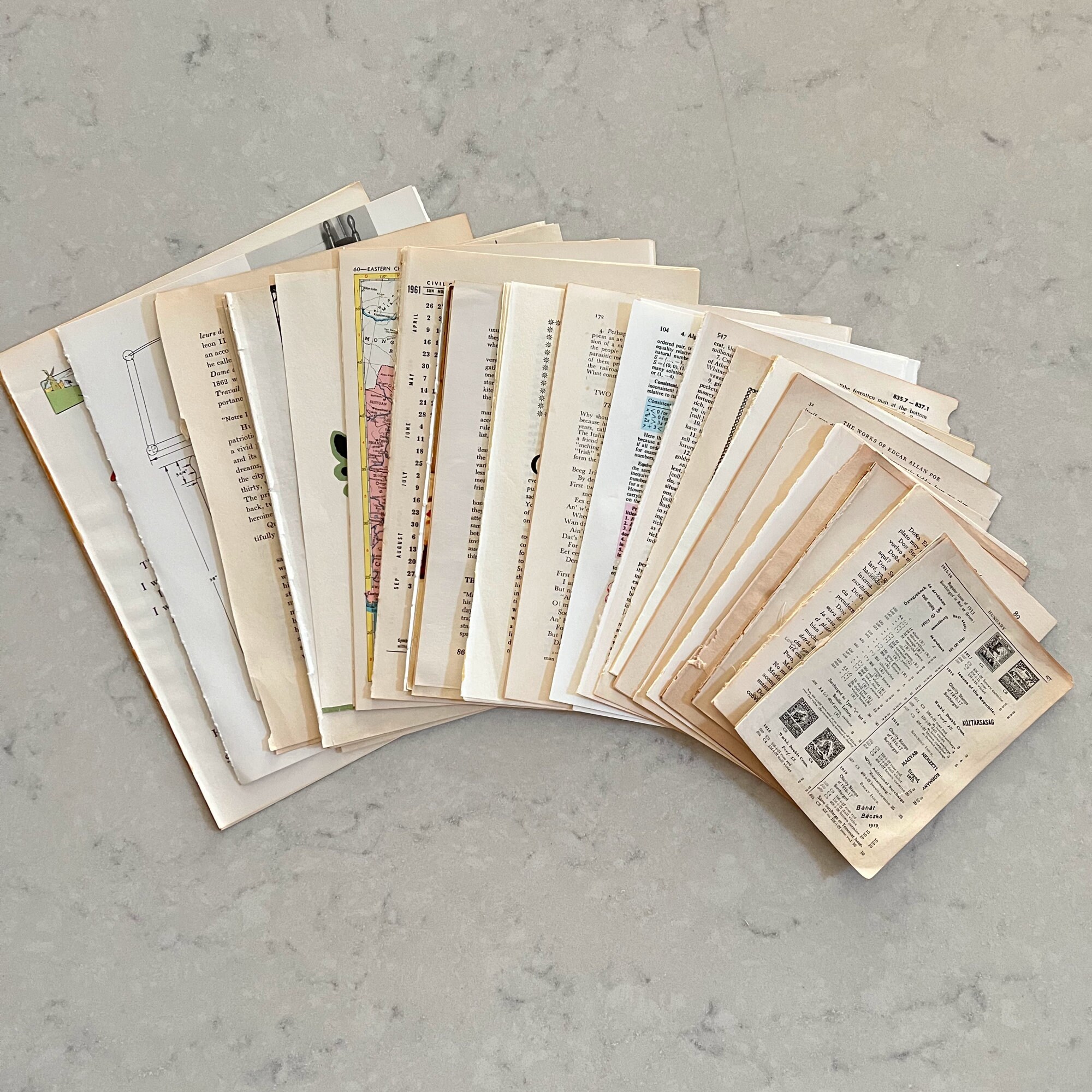 Book Pages Vintage Book Page Packet Assorted Vintage Book Page Bundle ...