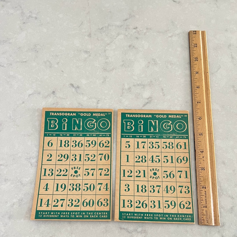 Vintage Bingo Cards - Set of Six Cards, Ephemera, Junk Journal Supplies ...