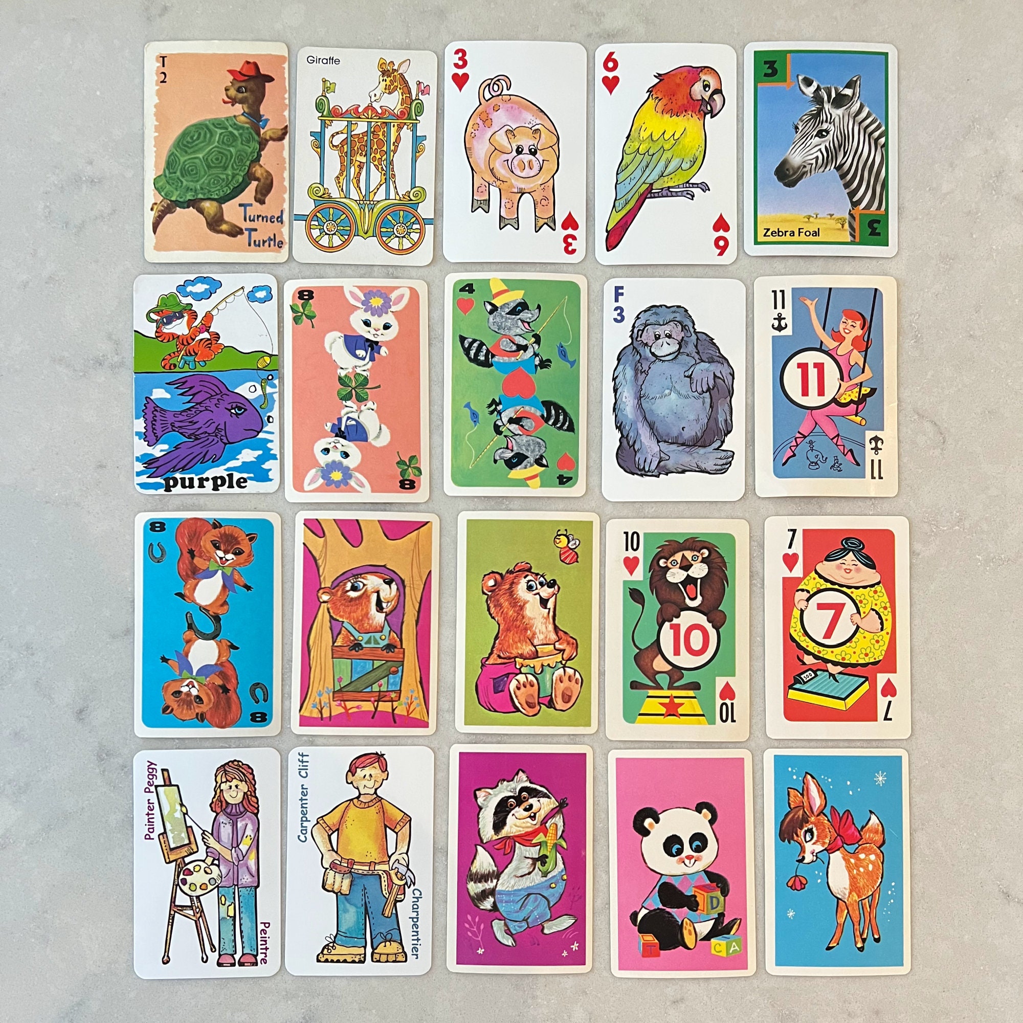 Children's Themed Loose Playing Cards, Game Pieces, Trading Cards ...