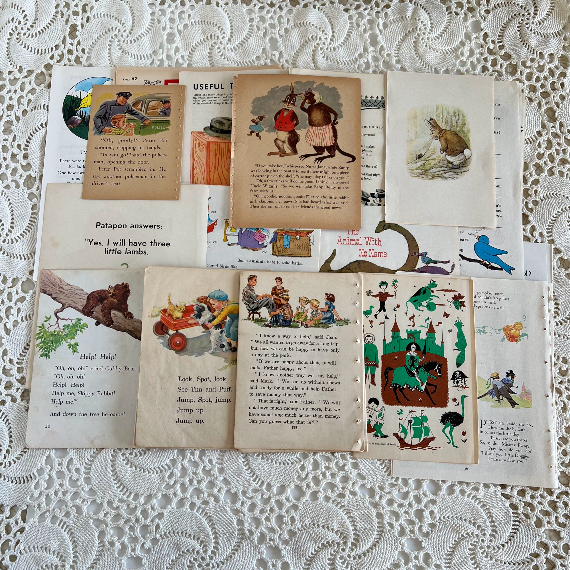 Vintage Illustrated Children's Book Pages: Assorted Ephemera Pack - Etsy